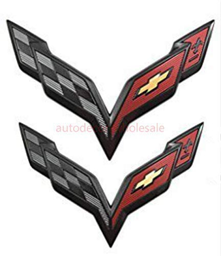 Buy Coolandi CV-C7B C7 Corvette Front & Rear Crossed Flags Emblems ...