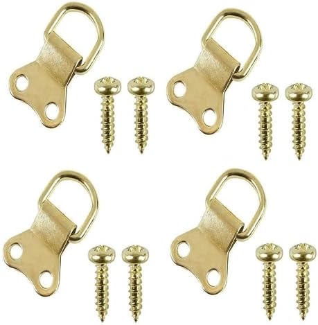 PICTURE FRAME HANGING D RING DOUBLE EB BRASS PLATED WITH SCREWS ( pack ...