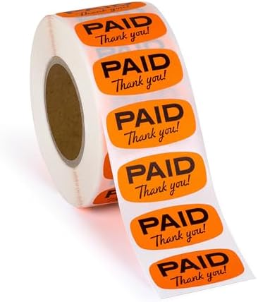 Amazon.com : 1000 pcs Paid Stickers Self Adhesive Labels Bright Orange ...