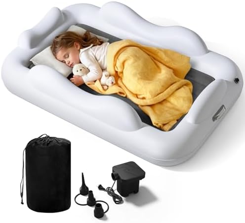 Amazon.com: QPAU Larger Inflatable Toddler Travel Bed, Portable Kids ...