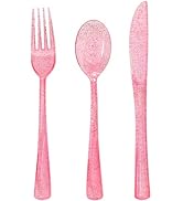 Amazon.com: 150 Pack Pink Silverware, Pink Utensils，Pink Cutlery ...