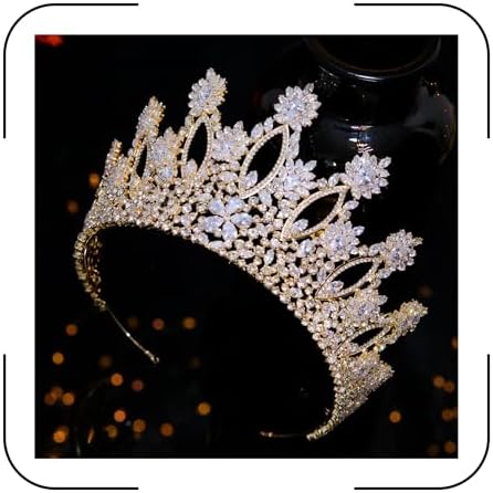 Amazon.com : Jorsnovs Luxury Cubic Zirconia Tall Wedding Crowns for ...