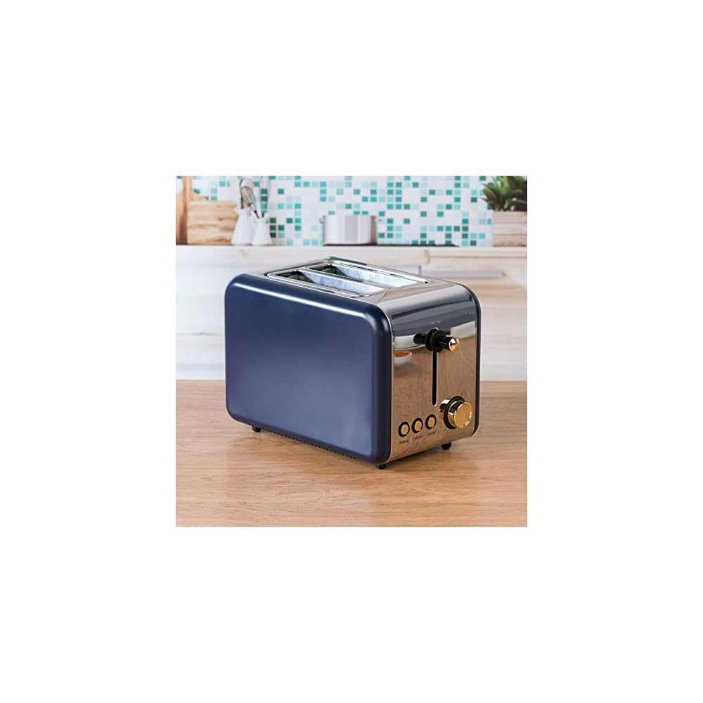 Salter Metallics Polaris 2-Slice Toaster, 850 W, Navy Blue/Gold