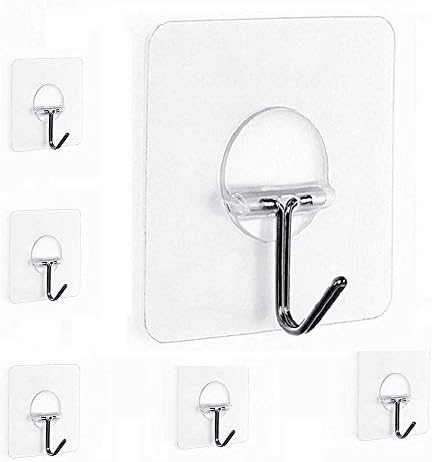 Adhesive Wall Hooks Bathroom Kitchen 24 Packs Heavy Duty 22lb(Max) Nail ...