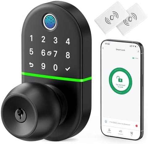Smart Keypads Door Lock with Knob - Keyless Entry Handle - Fingerprint ...