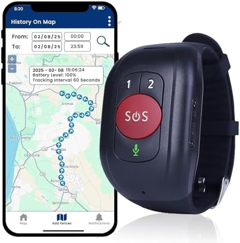 GPS Medical Alert Bracelet for Seniors, 4G Real-Time Location Tracking ...