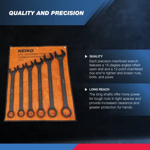 Neiko 03125A Heavy Duty Wrench Set | 6 Piece | SAE | 12-Pt Combination ...
