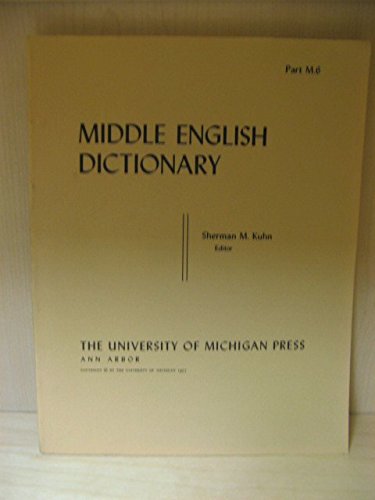 Middle English Dictionary Part M. 6: Kuhn, Sherman M. (ed.): Amazon.com ...