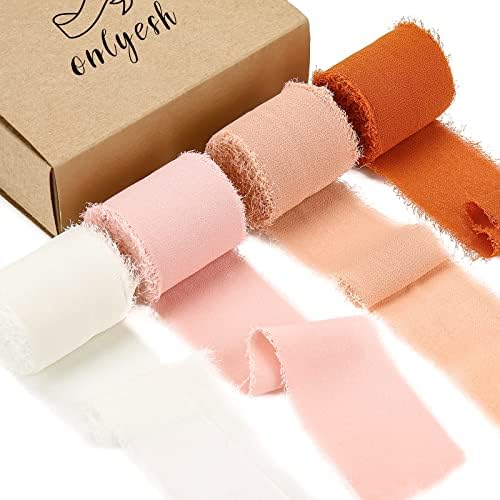 6 Rolls Chiffon Ribbon Wide Bow Ribbon, 3.8 cm x 6 m Wedding Gift ...
