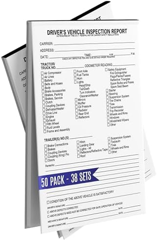 Amazon.com : 50 Pack DVIR Inspection Book - Detailed Driver’s Vehicle ...