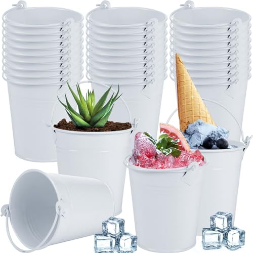 Amazon.com: SINJEUN 40 Pack 4.5 x 5 Inch Galvanized Metal Buckets ...