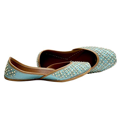 Buy RSK ETHNIC WEAR, Sky Blue Color Embroidered Handmade Jutti for ...