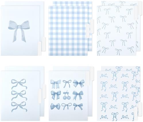 Amazon.com: Yaomiao 12 Pcs Coquette Blue Bow File Folders, Letter Size ...