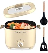 Audecook Electric Hot Pot, 2.5L Cermic Glaze Non-Stick Frying Pan ...