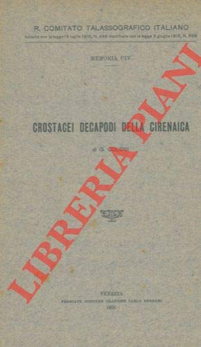 Amazon.com: Crostacei Decapodi della Cirenaica.: COLOSI G. -: Books