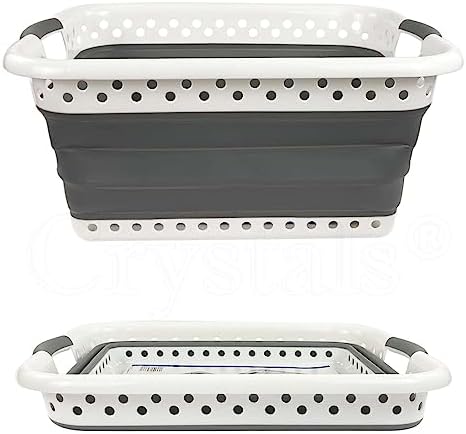 Crystals 67L Large Folding Laundry Basket - Foldable Pop Up Storage ...