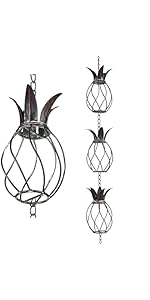 Amazon.com : Phaxth Antique Blue Leaves with Cup Rain Chain for Gutters ...