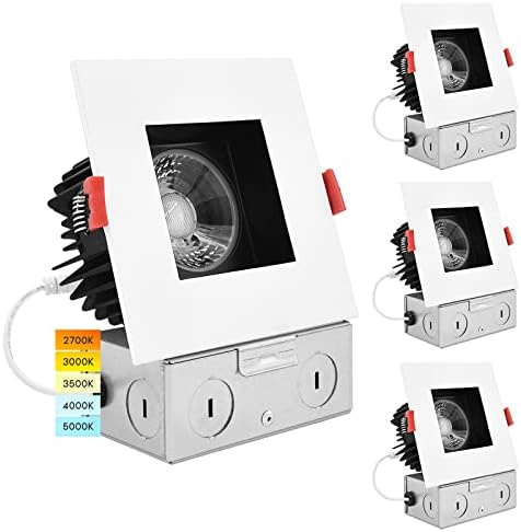 LUXRITE 4 Inch LED Recessed Lighting with Junction Box, 15W, 5 Color ...