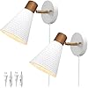 White Plug in Wall Sconces Set of 2, Modern Wall Light with Plug in ...