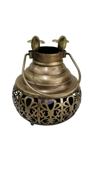 Buy Steelam Handicraft Pot Type Bird Iron Handi Tealight Candle Holder ...