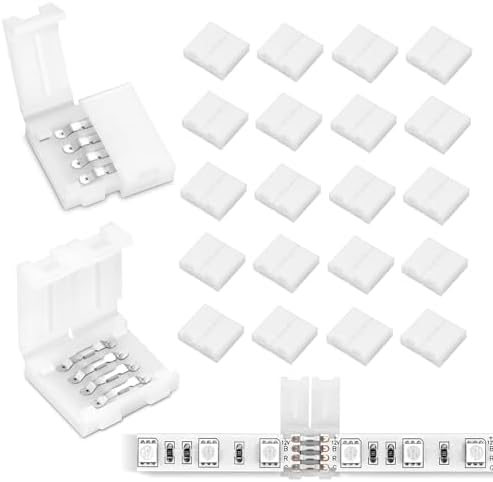 Pmxary 20Pcs 4 Pin LED Strip Connectors for 10mm Wide RGB LED Strip ...