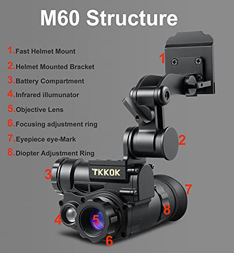 TKKOK M60 Night Vision Goggles Monocular Helmet for Adults,Mount ...