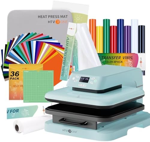 Amazon.com: 【Premium Bundle】HTVRONT Auto Heat Press Machine + 8 Rolls ...