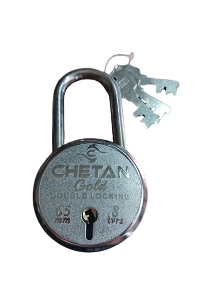 Chetan Gold Long Shackle lock and keys door lock for home round padlock ...