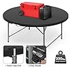 Amazon.com: Magshion 65" Round Folding Table, 5 Feet Bi-Folding Plastic ...