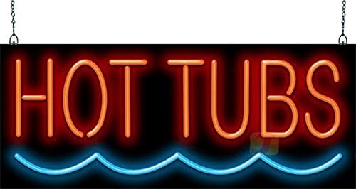 Hot Tubs Neon Sign - Large Size - 32" wide x 13" high - Real, Quality ...