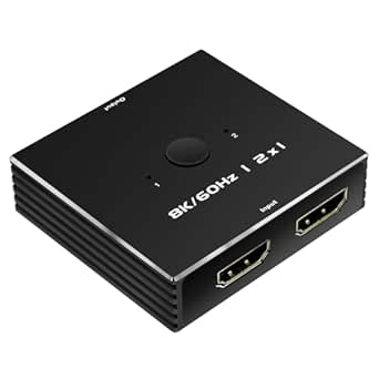 Amazon.com: HDMI Switch 4K 120Hz 2 in 1 Out 2 Port Switch 1 Monitors 2 ...