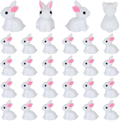 Amazon.com: Exasinine 100Pcs Rabbit Miniature Figurines Easter Bunny ...