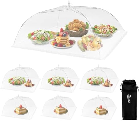 ilauke 7 Pack Food Covers Mesh Pop Up, 3 Size Food Net, Collapsible ...