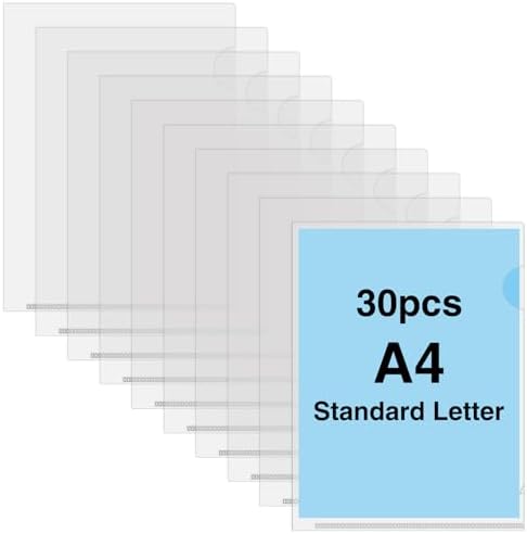 30 Pack Cut Flush Folder, A4 Plastic Sleeves L-Type File Sleeve, A4 ...