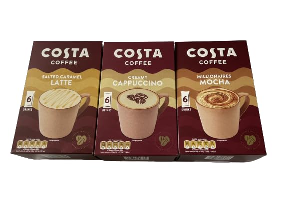 Costa Coffee Instant Sachets Variety Pack - Salted Caramel Latte ...