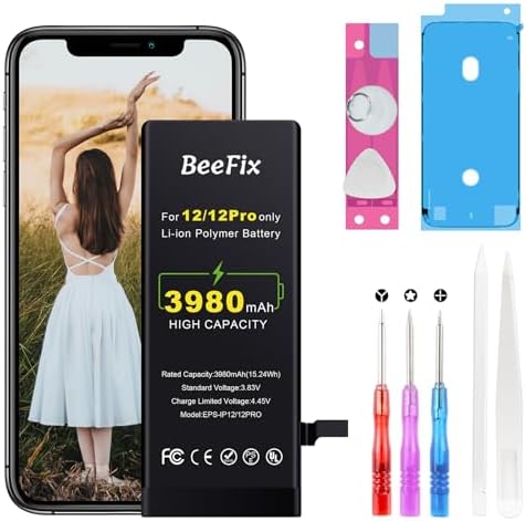 Amazon.com: BeeFix Battery for iPhone 12/12PRO : 3980mAh High Capacity ...