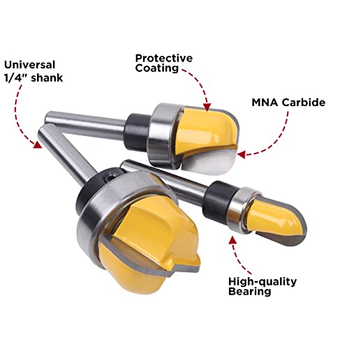 Snapklik.com : MNA Dish Carving Router Bits,3Pcs 1/4 Inch Shank Bowl ...