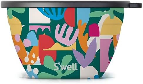 Amazon.com | S'well Stainless Steel Salad Bowl Kit 64oz, Paper Cutouts ...