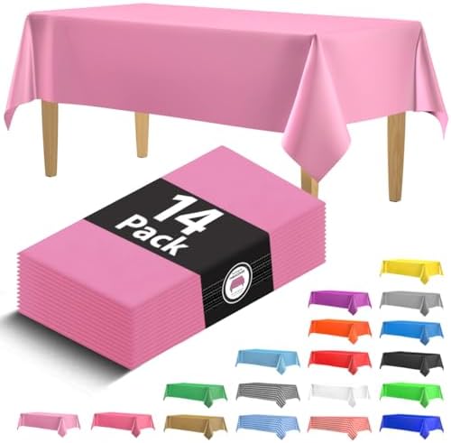 Amazon.com: Pink Disposable Plastic Table Cloth for Rectangle Tables ...