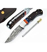 Amazon.com : Lara Eagle Damascus Pocket Knife for Men - 133 Layer Solid ...