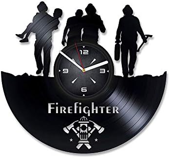 Amazon.com: Kovides Fire Dept Retro Vinyl Record Clock Vintage Fireman ...