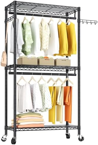Amazon.com: ZERDER Metal Clothing Rack for Closet, Heavy Duty Clothes ...