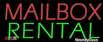 13"x32" Neon by Deon Mailbox Rental LED Neon Sign w/Remote Flashing ...