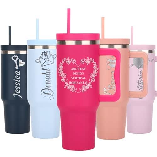 Amazon.com: Personalized Tumbler with Handle,Custom 40oz Tumbler with Lid and Straw,Customized ...