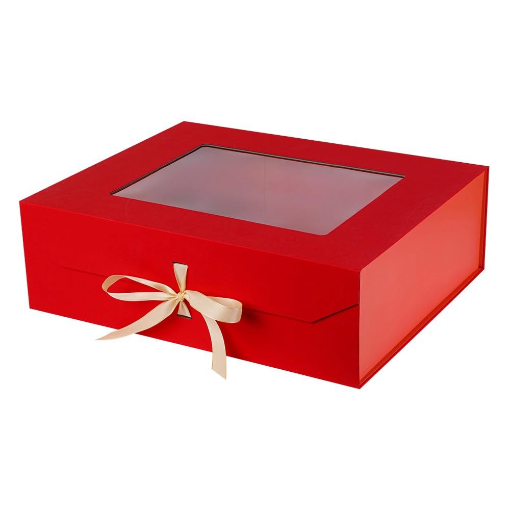 Amazon.com: PLINJOY Extra Large Red Gift Box for Presents with Ribbon ...