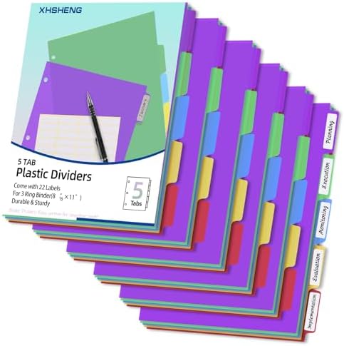 Amazon.com : Dividers for 3 Ring Binders,5 TAB Binder Dividers,Plastic ...