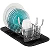 mDesign Compact Modern Metal Dish Drying Rack and Microfiber Mat Set ...