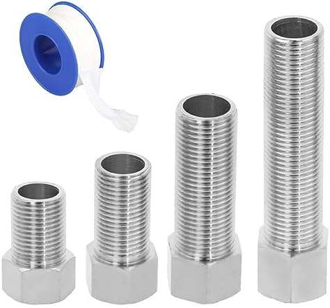 Uenede 4PCS Stainless Steel Hex Extension Pipe Fitting 1/2"G Female to ...