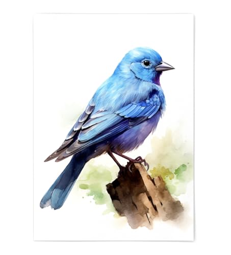 Amazon.com: Indigo Bunting Bird Wall Art Print Poster Unframed ...