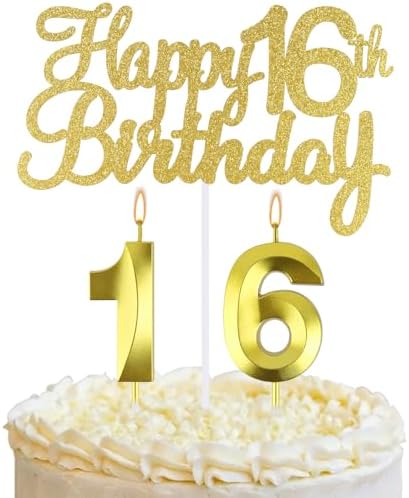 Amazon.com: Happy 16th Birthday Cake Topper + 16th Birthday Candles, 16 ...